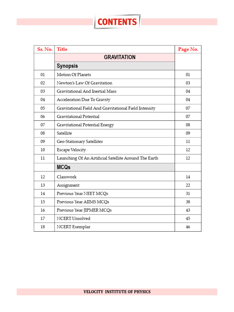 Gravitation Booklet | PDF | Orbit | Force
