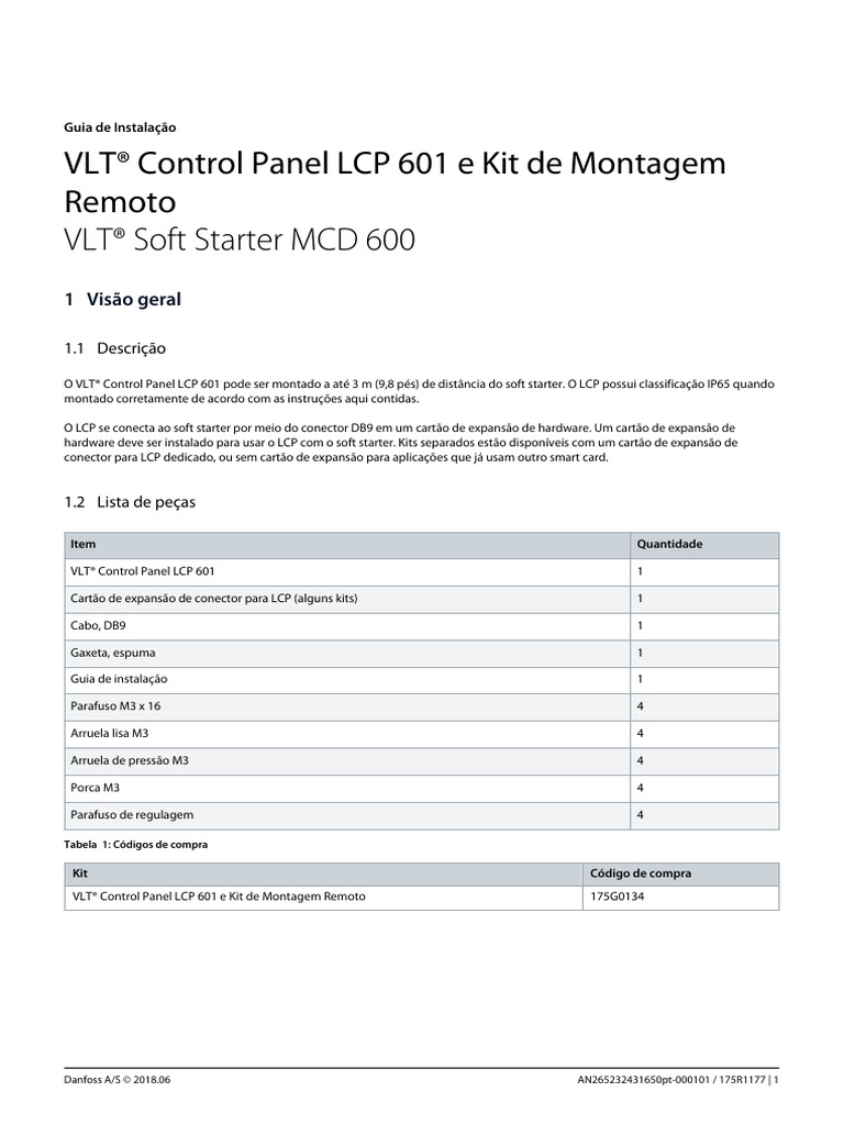 Remote VLT Control Panel LCP 601 and Mounting Kit MI15E128 | PDF ...