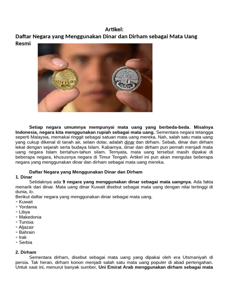 Artikel dan soal latihan BI Bab 5 | PDF