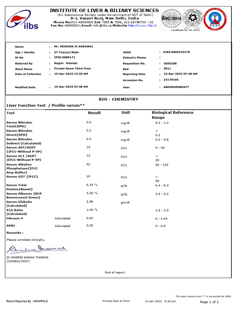 Liver Test Results for Patients | PDF | Clinical Medicine ...