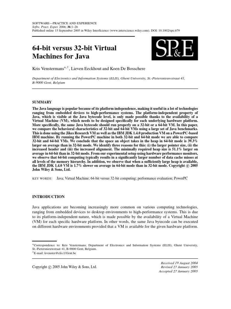 64-Bit Versus 32-Bit Virtual Machines For Java: Kris Venstermans ...