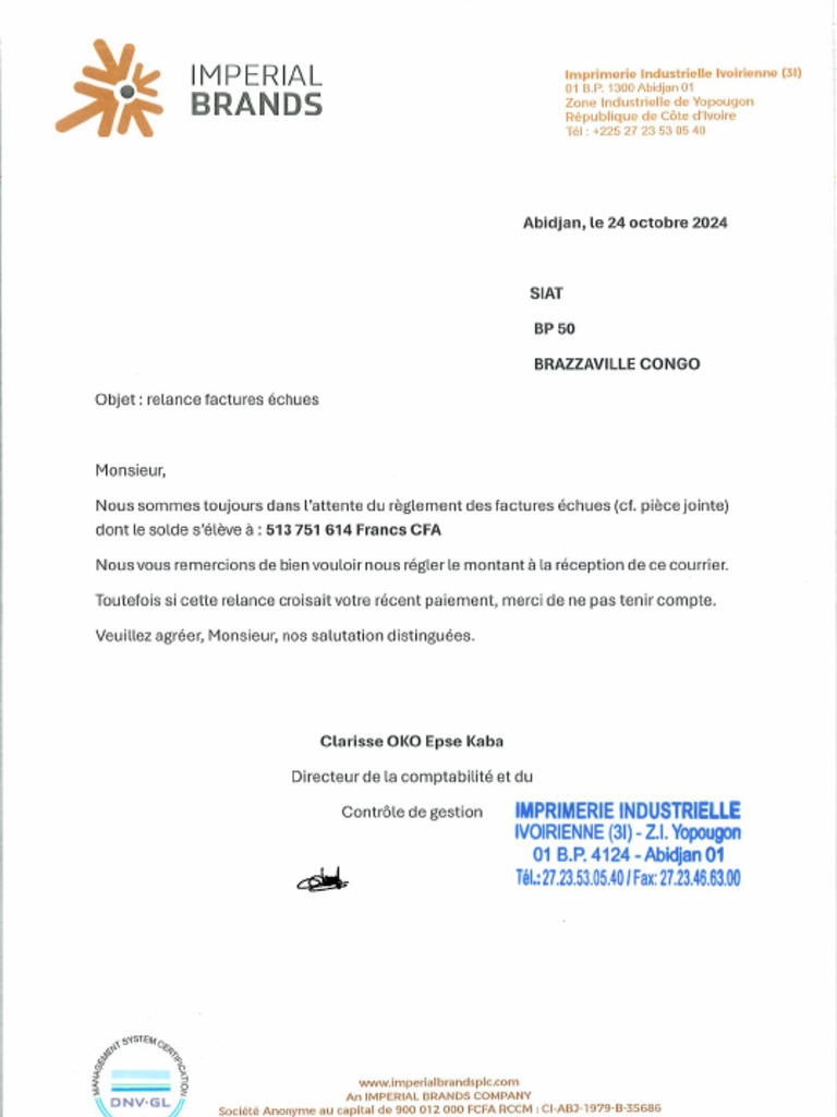 Relance Factures Echues Siat - 3i - Encrypted | PDF