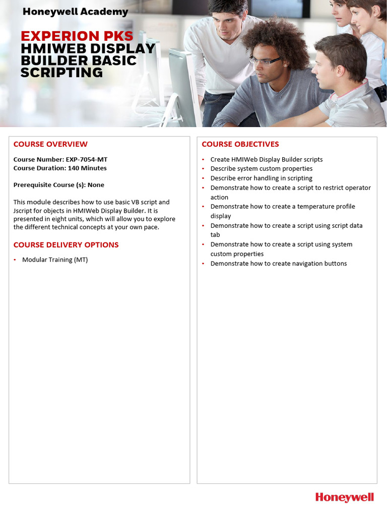 EXP 7054 MT Experion PKS HMIWeb Display Builder Basic Scripting | PDF