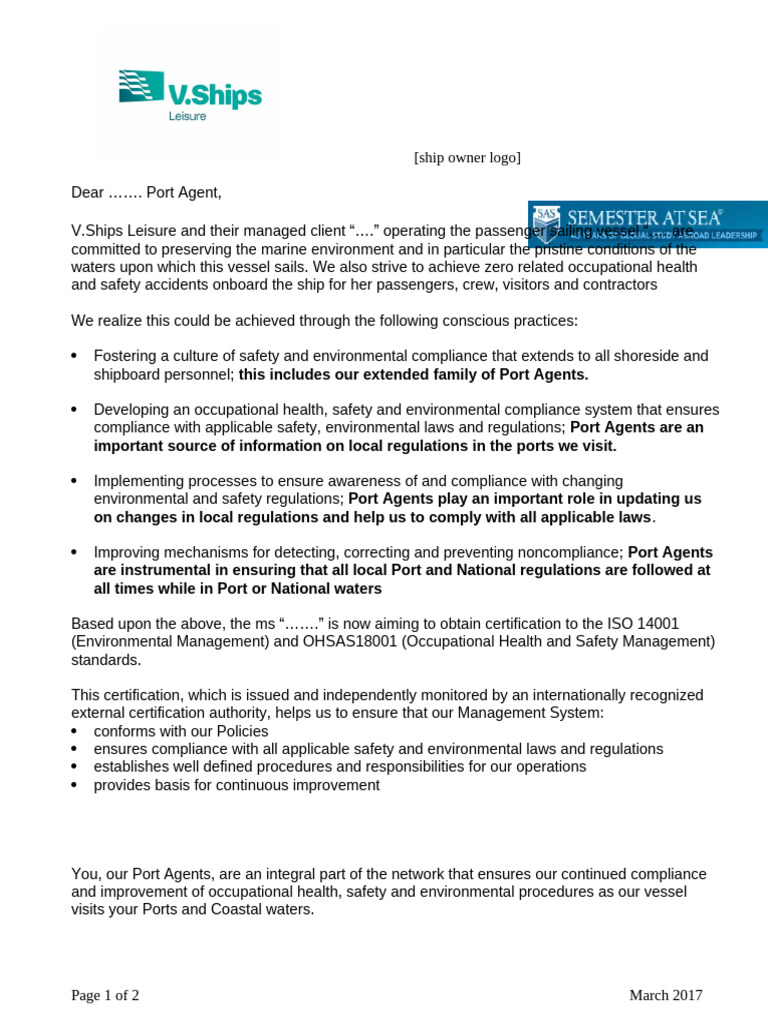 Env and Ohs Letter To Agents | PDF | Regulatory Compliance ...
