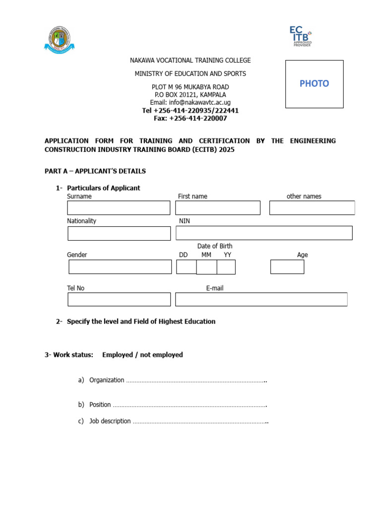 2025 Ecitb Application Form | PDF