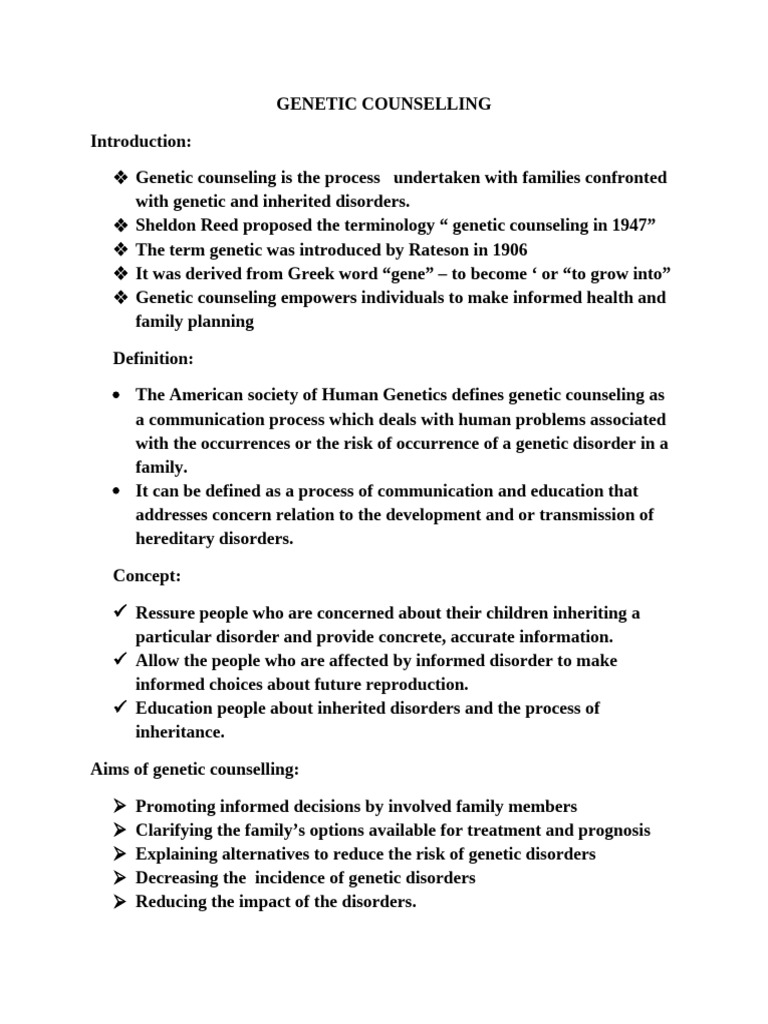 Genetic Counseling | PDF | Genetic Counseling | Genetic Disorder