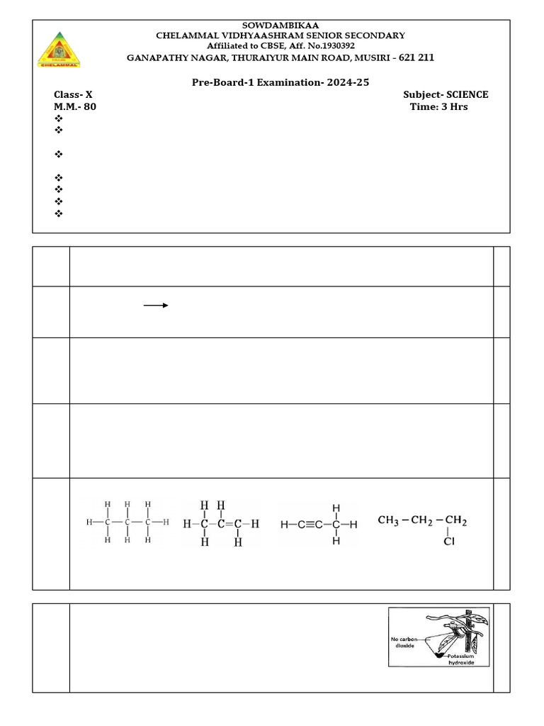 Cv g10 Sci Ft2 Model Paper-23.01.25 | PDF | Alkene | Electrical Resistance And Conductance