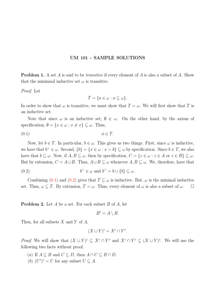UM_101_SampleSolutions | PDF