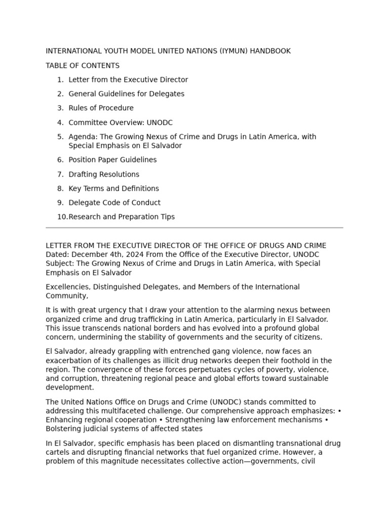 IntYouth MUN Official Delegate Handbook | PDF | Agenda (Meeting ...