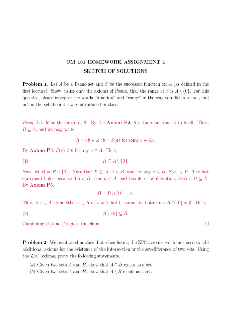 UM101_Assignment01_Solutions | PDF | Function (Mathematics) | Mathematical Proof