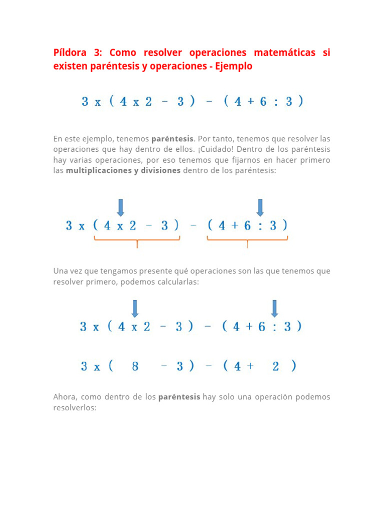 Resolver Operaciones con Paréntesis | PDF
