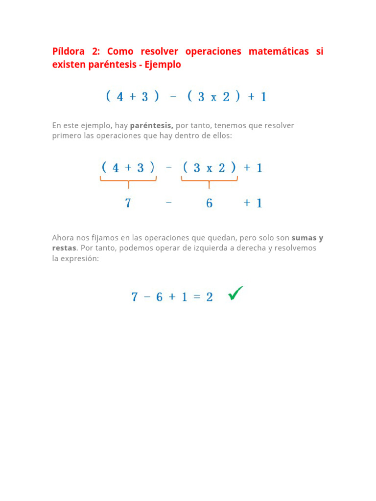 Resolver Operaciones con Paréntesis | PDF