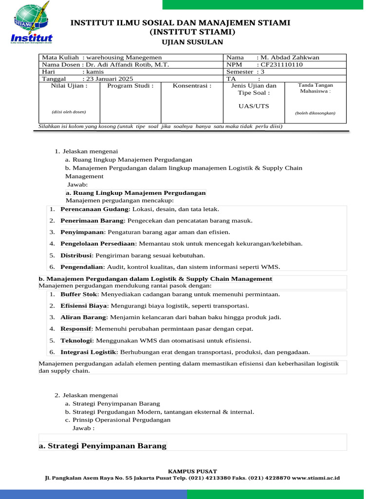 Ujian Susulan Uts | PDF