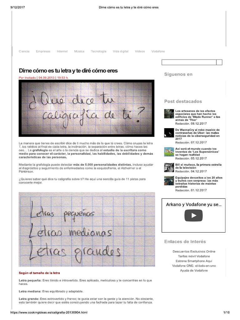 Dime Cómo Es Tu Letra y Te Diré Cómo Eres | PDF