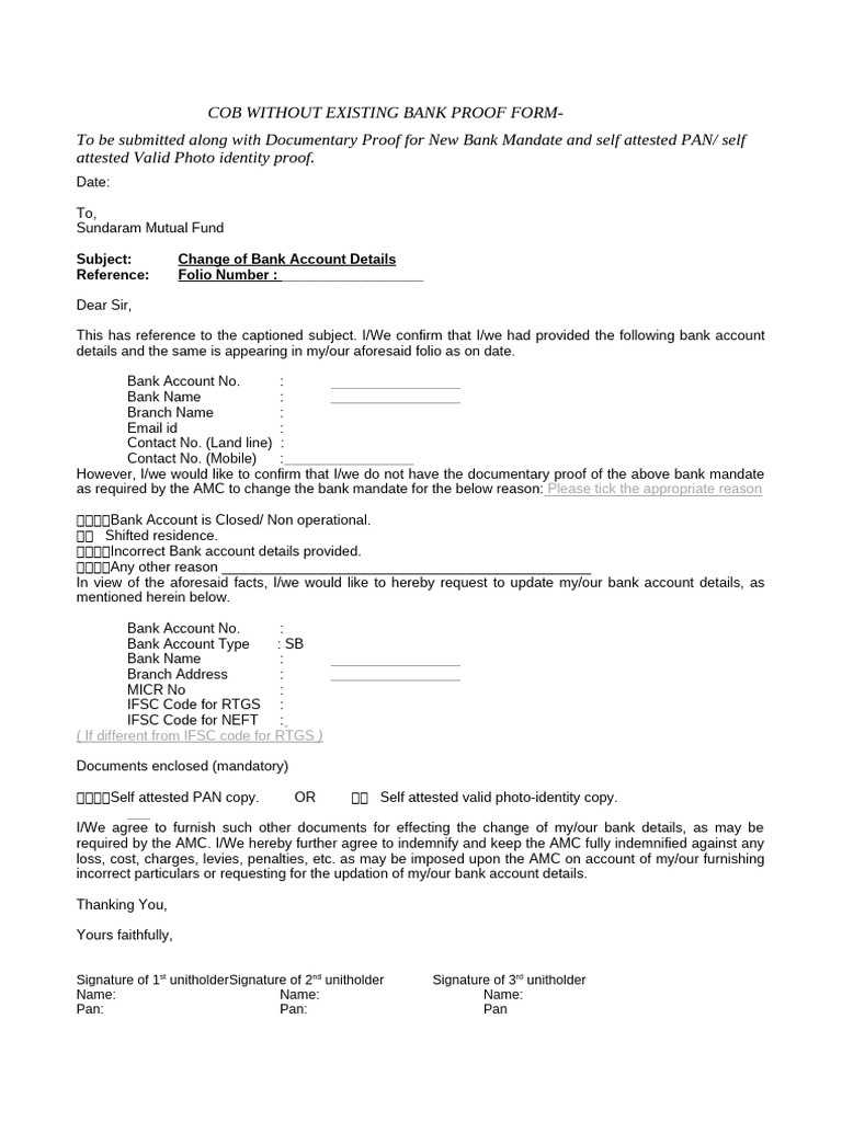 Cob Format Without Old Bank Proof | PDF | Cheque | Banks