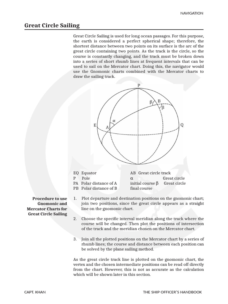 Great Circle Sailing Techniques | PDF | Trigonometry | Geography
