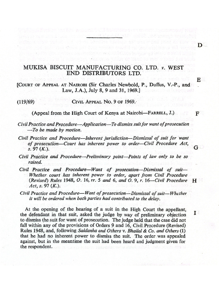Mukisa Biscuit Manufacturing Co. LTD Vs West End Distributors LTD (1969 ...