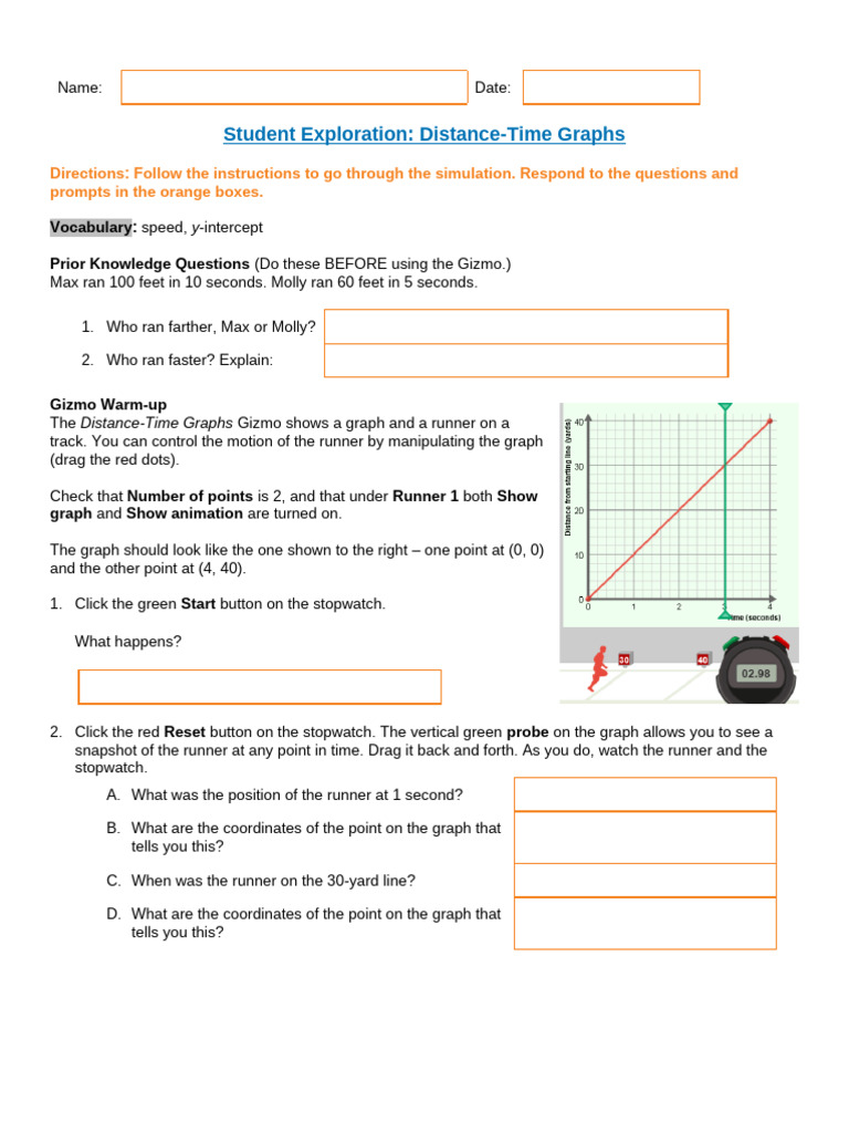Simulation - Distance, Time and Speed Graphs | PDF