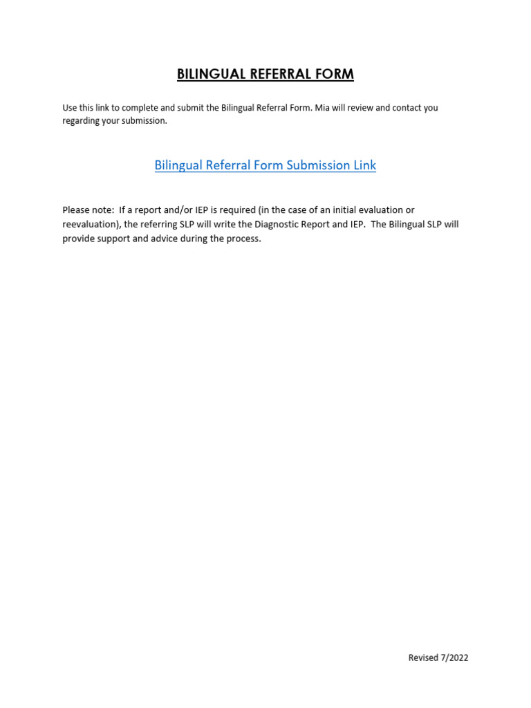 Bilingual Referral Form Submission Guide | PDF