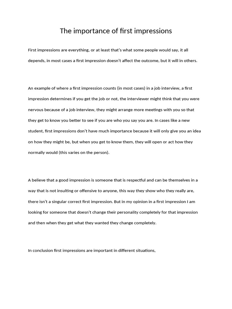 The Importance of First Impressions | PDF