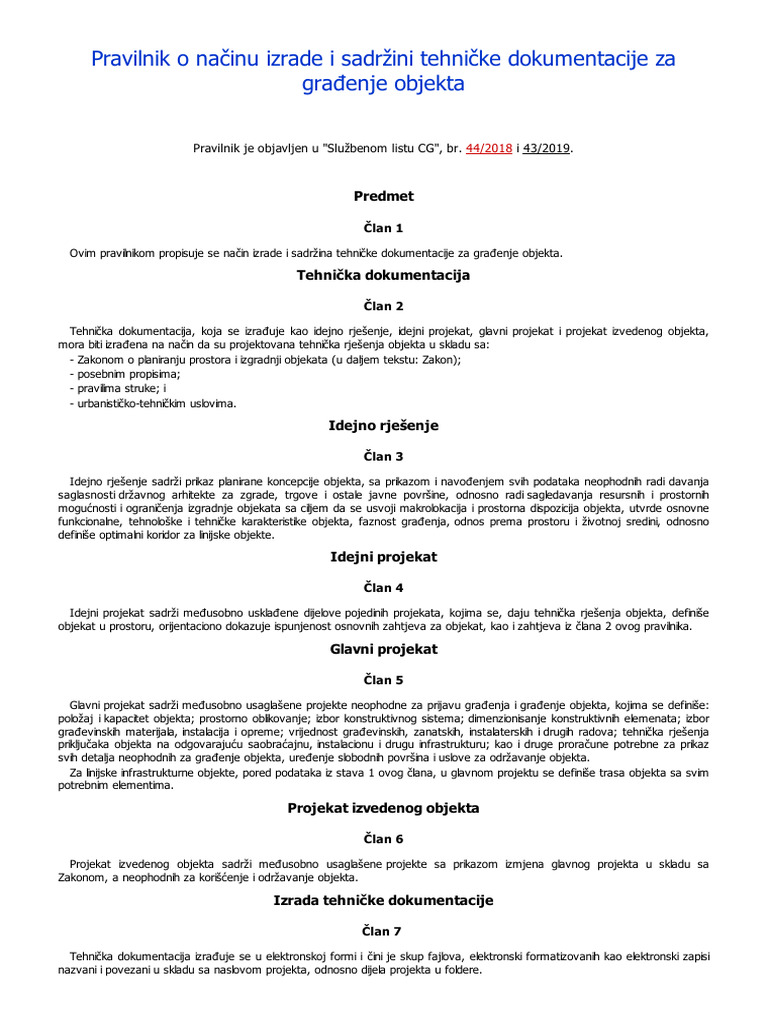 Pravilnik o Nacinu Izrade I Sadrzini Tehnicke | PDF