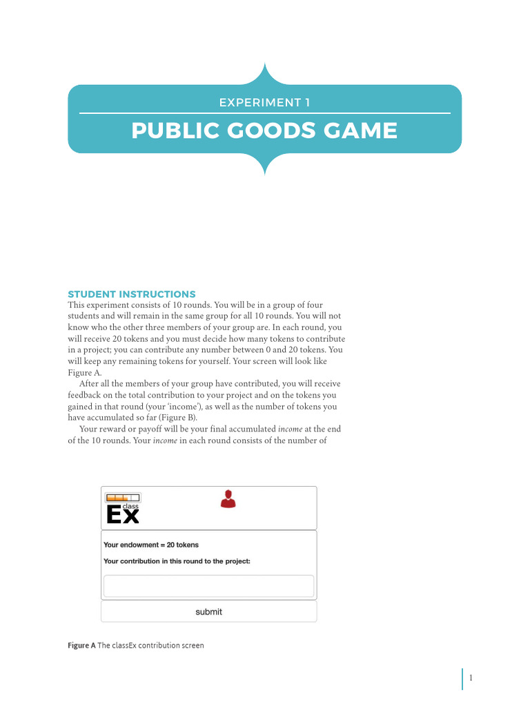 Public Goods Game Instructions | PDF | Systems Theory | Economics Of ...