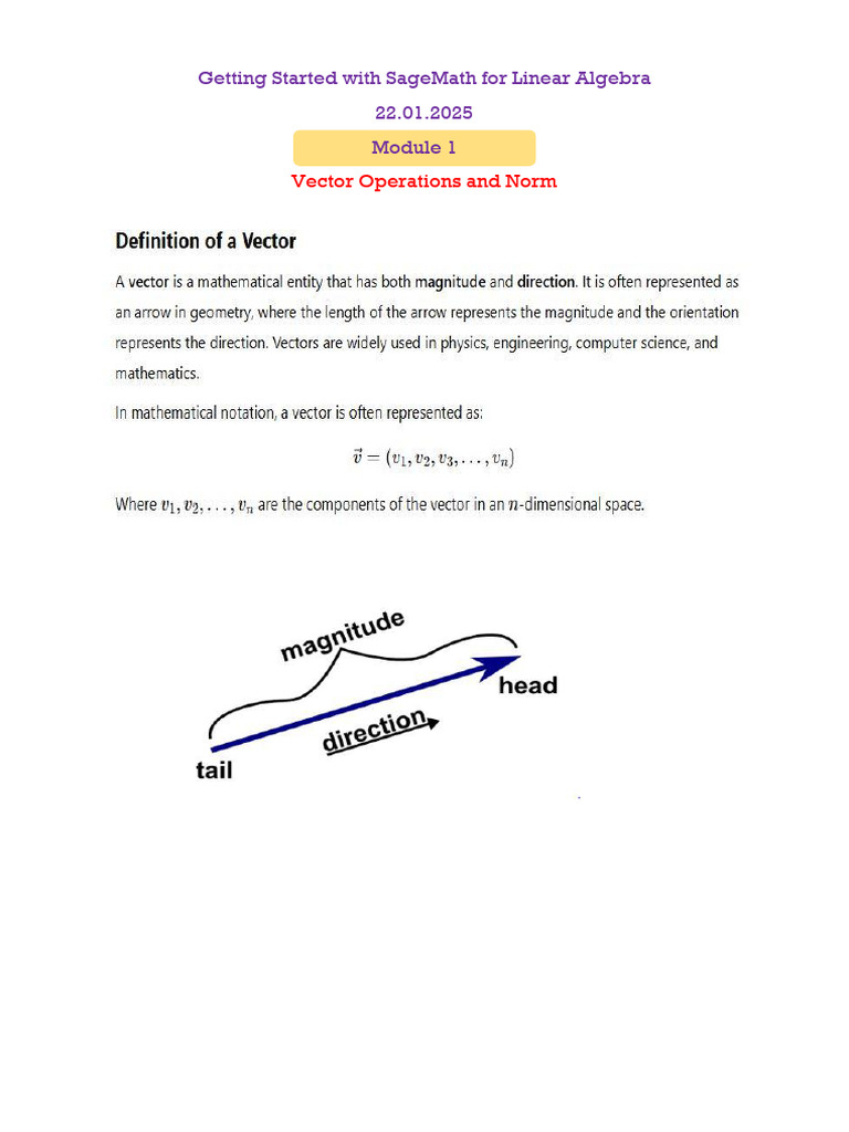 Module 1-Sage Vectors and Norm | PDF | Vector Space | Norm (Mathematics)