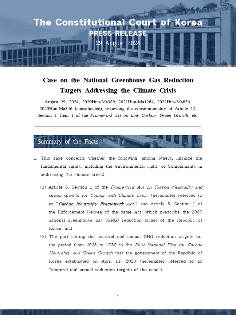 ENG_KCC__Climate_Crisis_Case_Press_Release | PDF | Green Growth | Climate Change