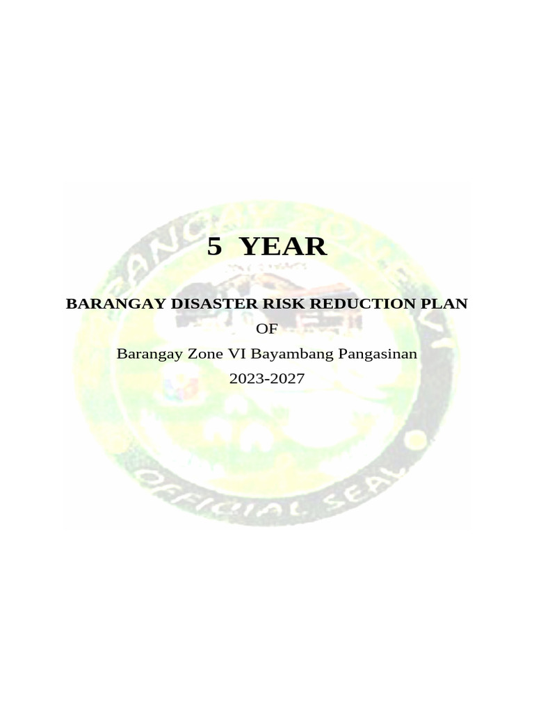 Barangay Disaster Risk Reduction Plan | PDF
