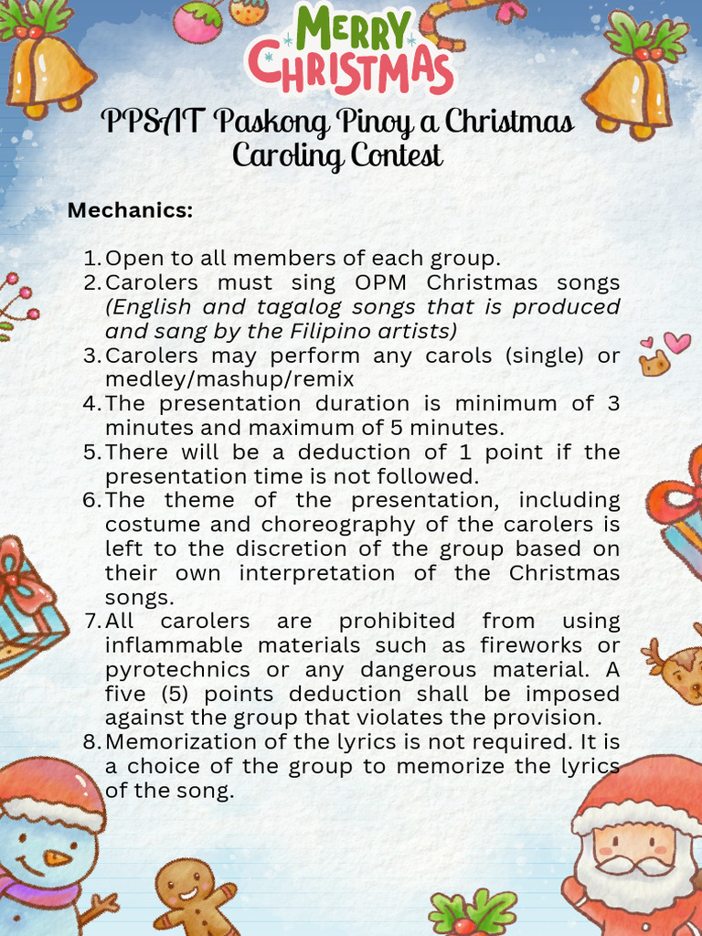PPSAT Xmas Caroling Contest | PDF