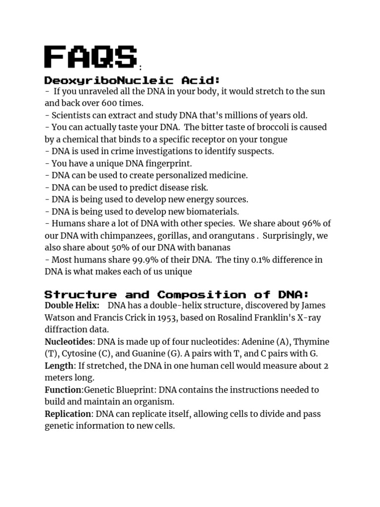 Faqs_dna | PDF | Dna | Genetics