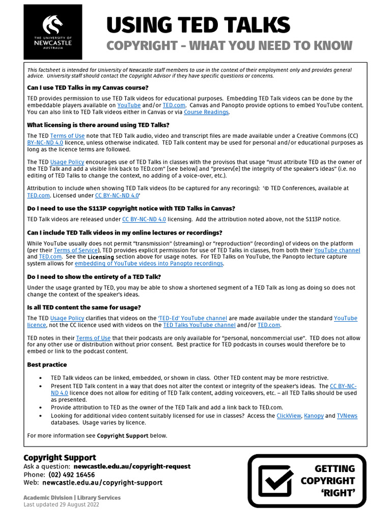 Understanding Copyright Using TED Talks | PDF | Creative Commons ...