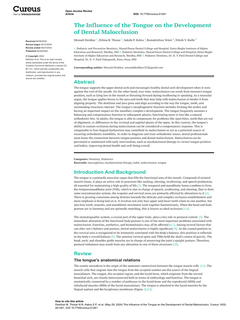 tongue thrust | PDF | Tongue