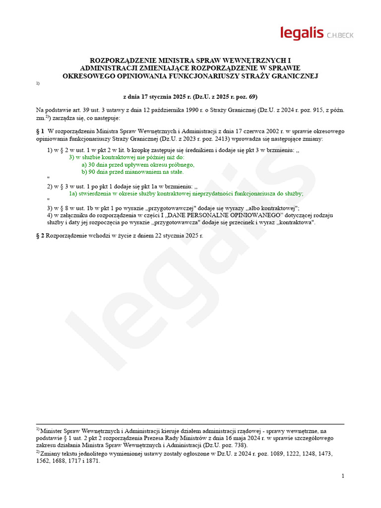 ZM Rozp Straż Graniczna Okresowe Opiniowanie Funkcjonariuszy | PDF