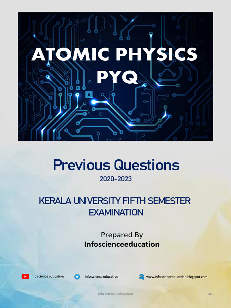 Atomic PYQ | PDF | Spectroscopy | Electron