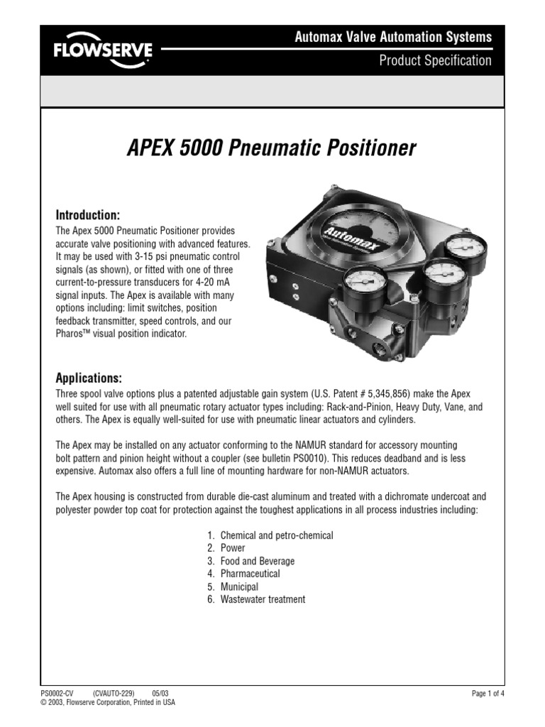 Apex 5000 | PDF | Actuator | Valve