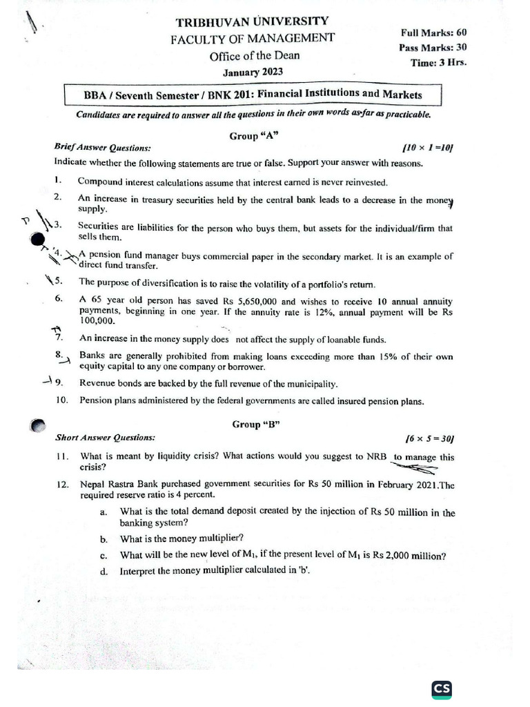 FIM Old Questions | PDF