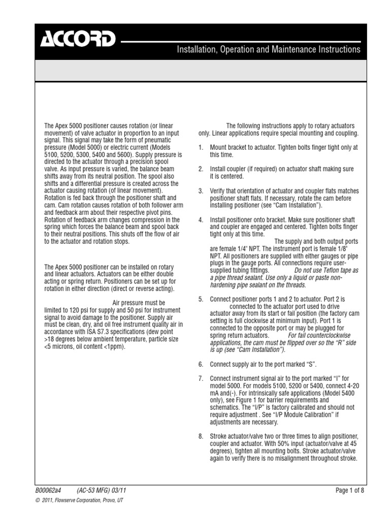 Apex 5000 Positioner Guide | PDF | Actuator | Valve