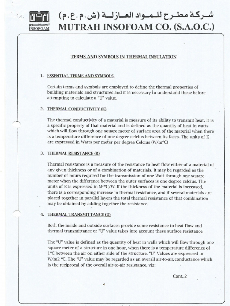 Terms & Symbols in Thermal Insulation | PDF