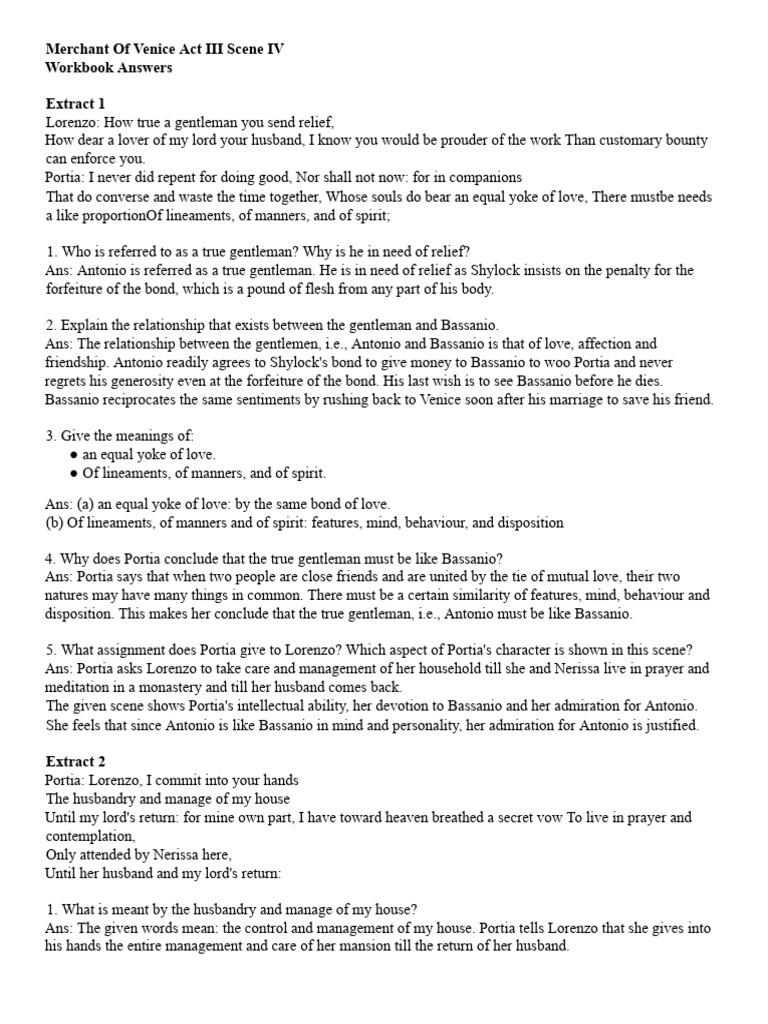 Merchant of Venice Act III Scene IV | PDF | The Merchant Of Venice