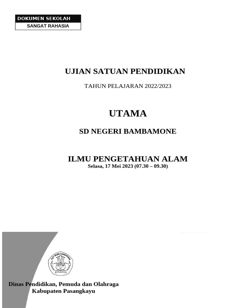 Sampul Soal Ujian Sekolah | PDF