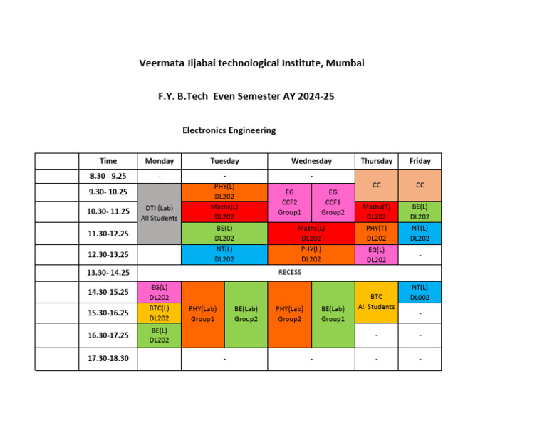 FY_EC Sem 2 Time Table 2024-25_ | PDF