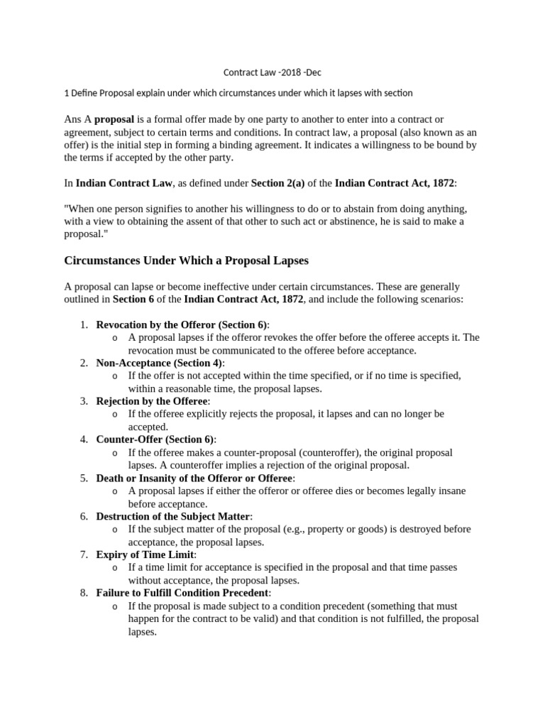 Contract Law-2018 | PDF | Damages | Misrepresentation
