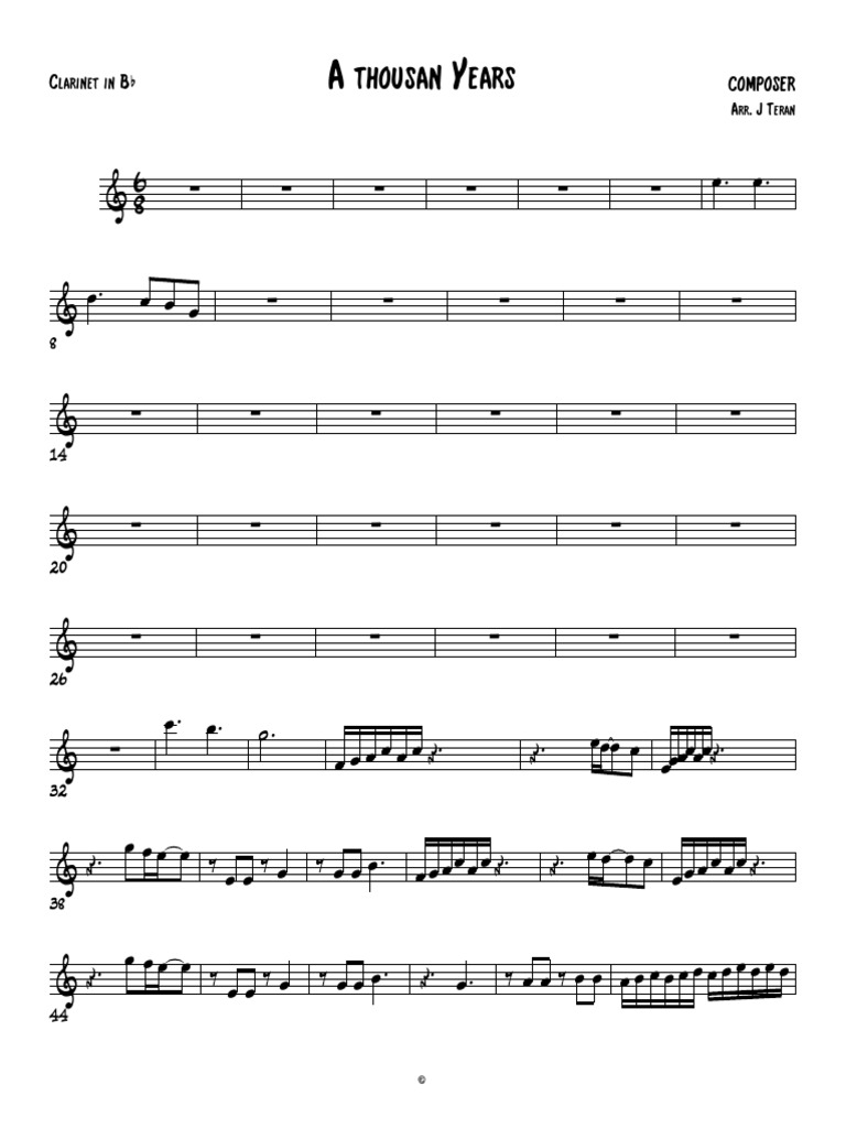 A Thousan Years - Clarinet in BB | PDF