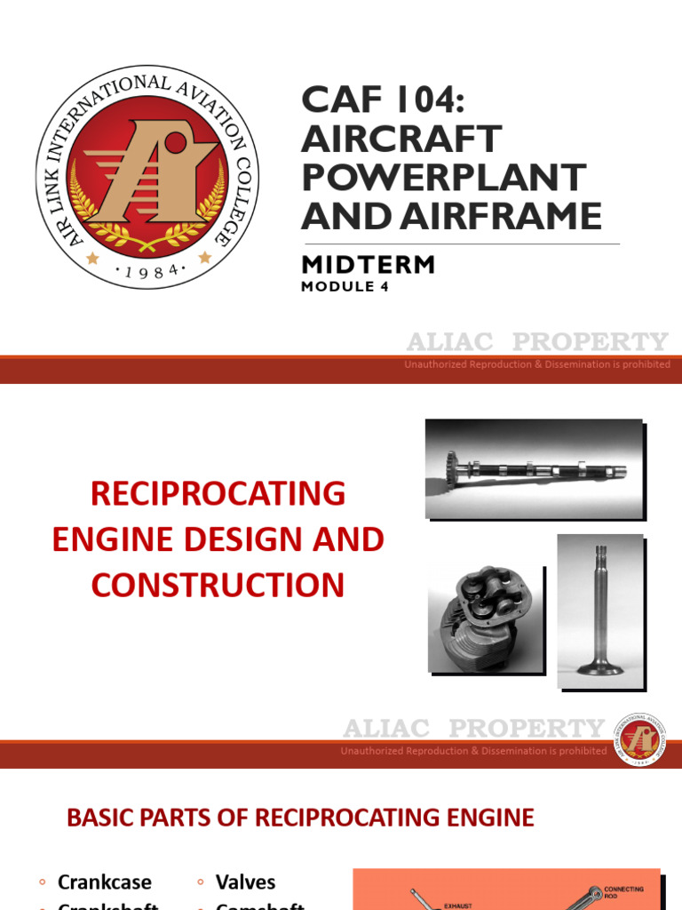 Caf 104 Midterm Module 4 - Parts of Reciprocating Engine | PDF | Piston | Bearing (Mechanical)