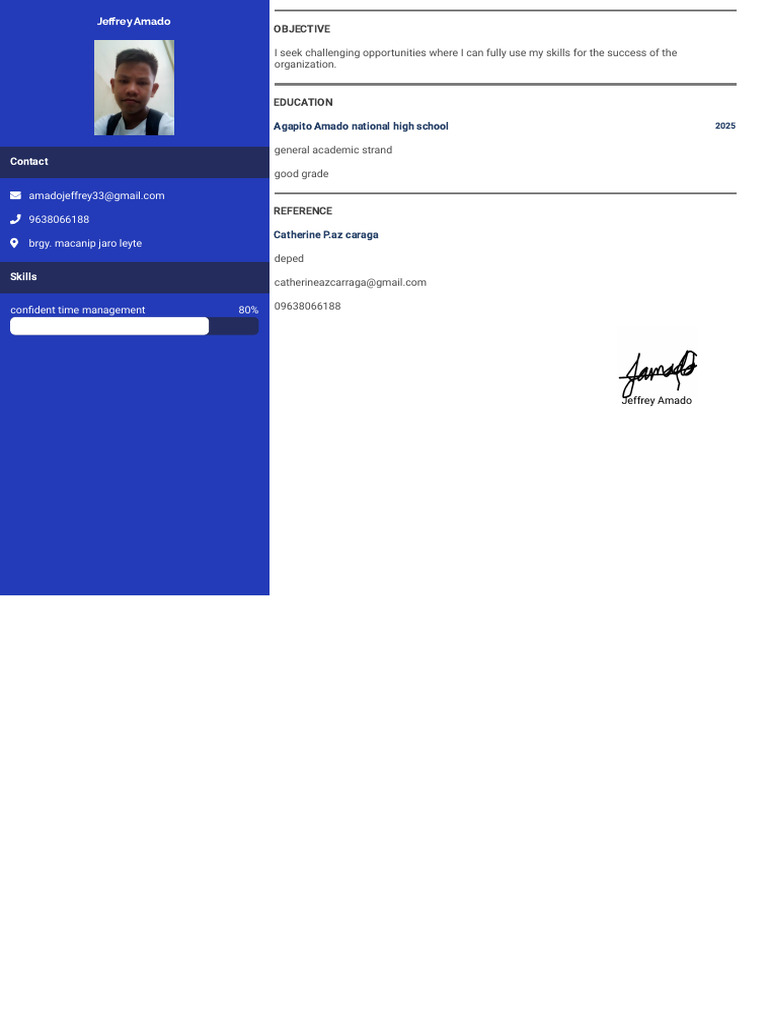 Jeffrey Amado Resume & Contact Info | PDF