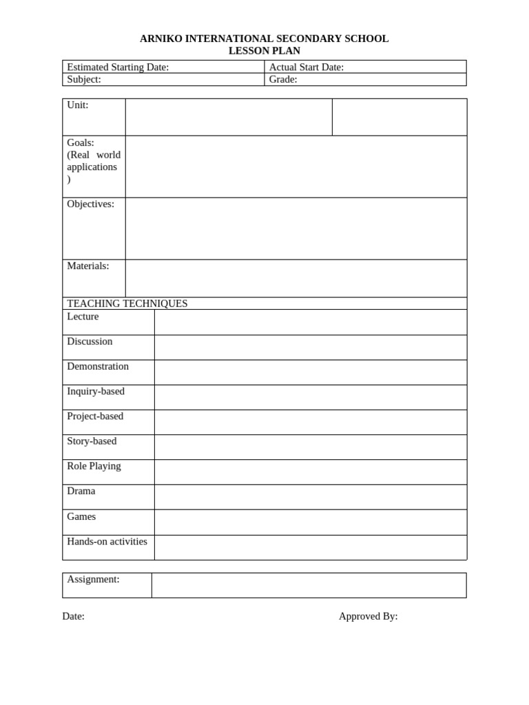 Lesson Plan | PDF