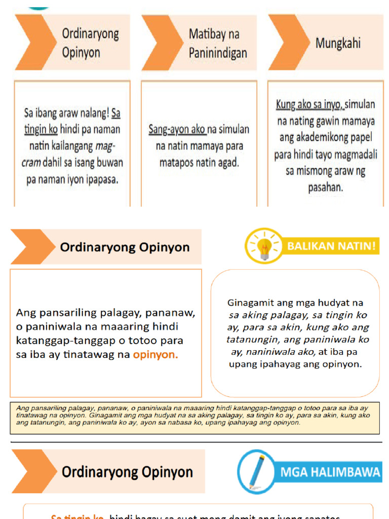 Opinyon Paninindigan Mungkahi | PDF