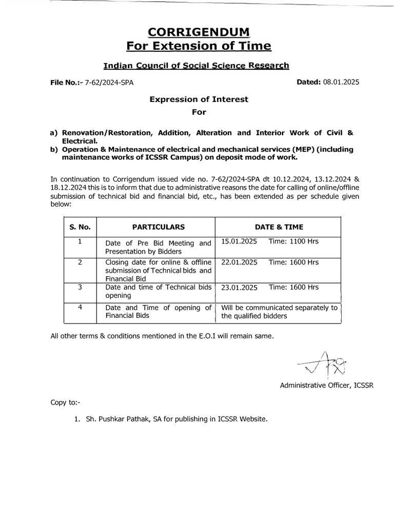 CORRIGENDUM For Extension of Time Dated | PDF