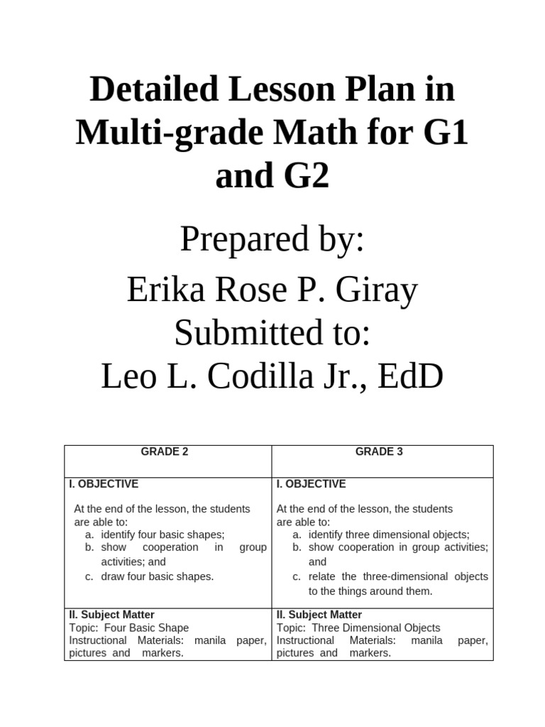 Detailed Lesson Plan ST7-Giray | PDF | Shape | Rectangle